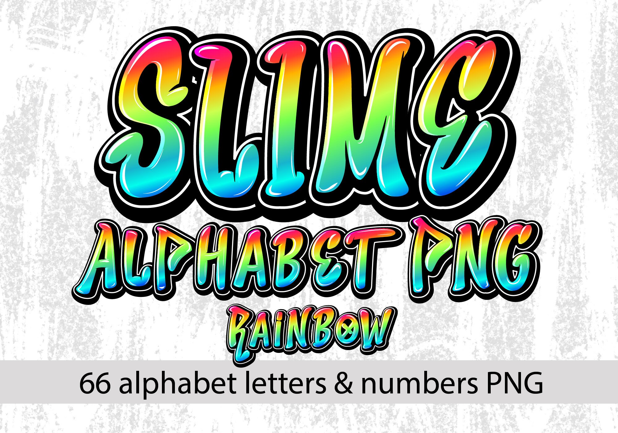 SLIME Rainbow Color Alphabet Letters & Numbers PNG File - Etsy