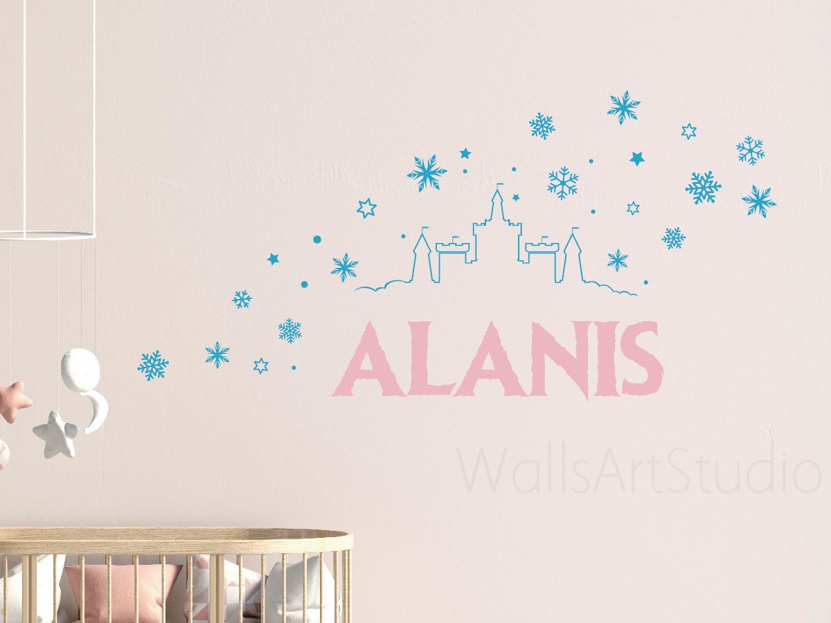 Frozen Snowflakes Decals Name With Forzen Style Wall Decal | Etsy
