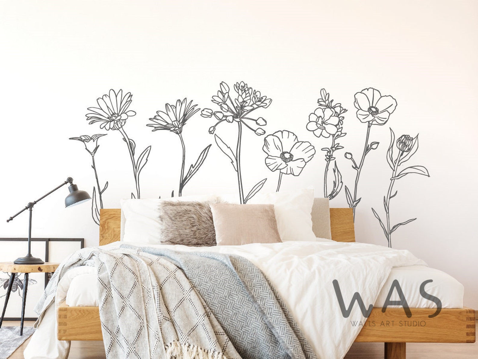 Flower Silhouette Wall Decals Large Flower With Long Diameter - Etsy