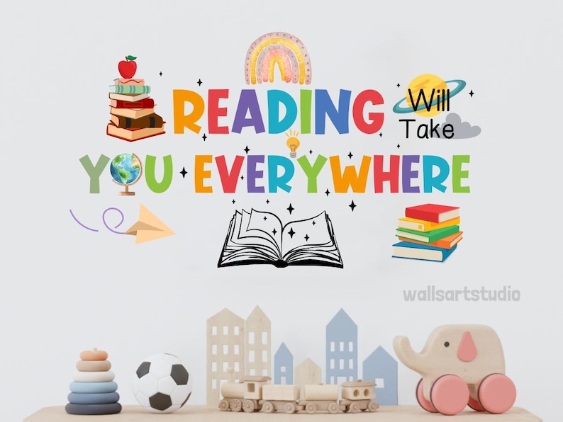 Reading Will Take You Everywhere Wall Stickers Inspirational Quote ...