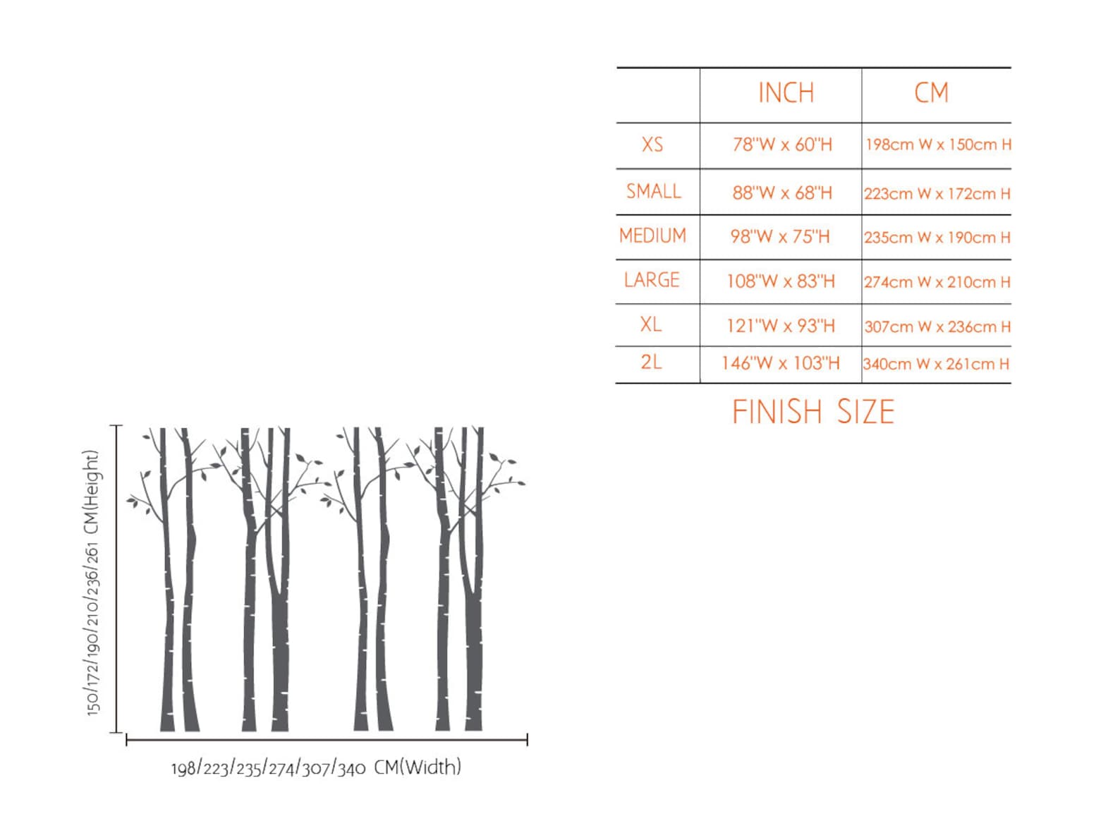 Birch Tree Wall Decal Nursery Forest Vinyl Sticker Removable, White ...