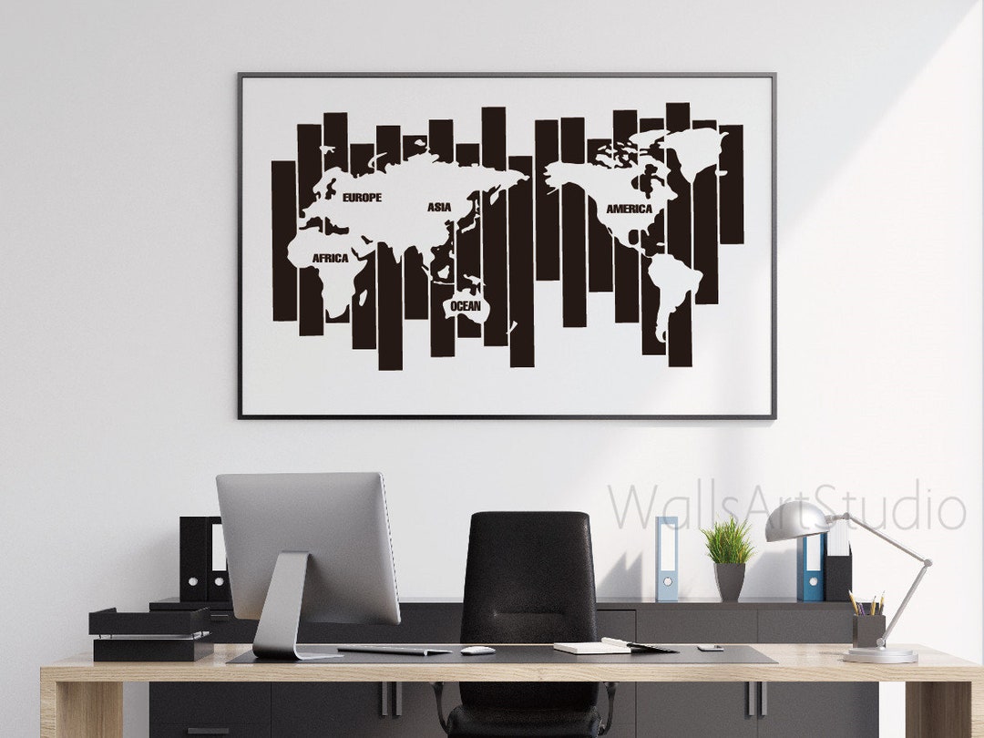Morden World Map Sticker,world Map Decal , Concise Style World Map ...