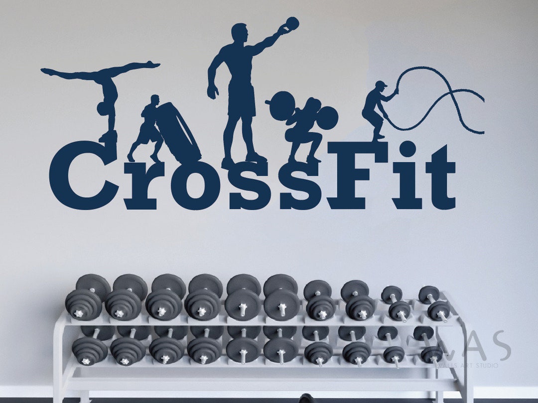 Crossfit Wall Art Decal, Gym Fitness Wall Decor, Crossfit Gym Wall ...