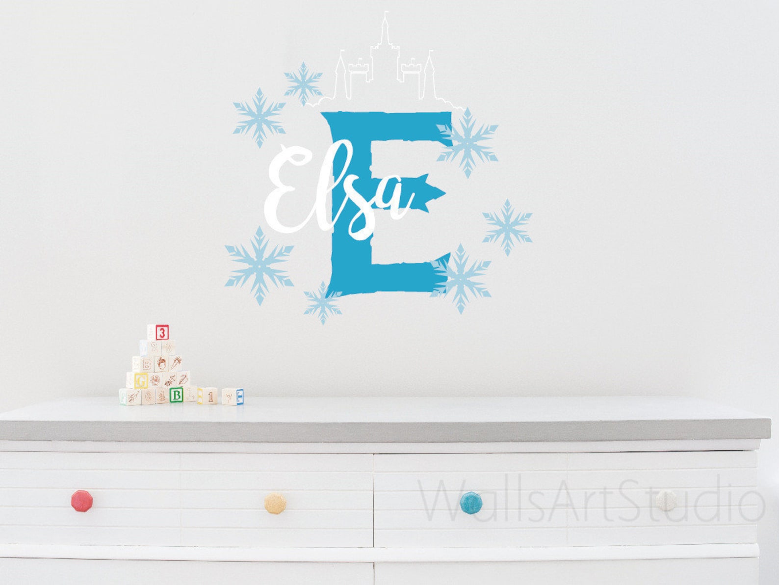 Snowflakes Decals Name With Frozen Style Wall Decal Let it | Etsy