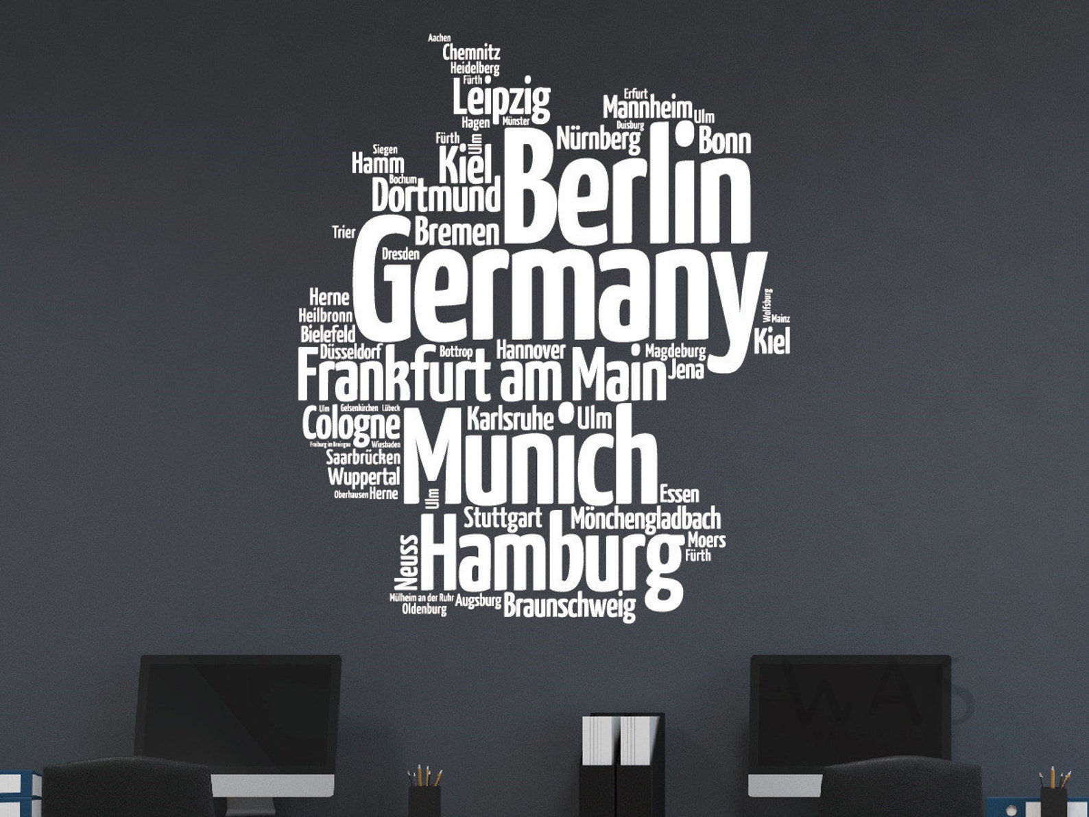 German Map Wall Decals,german City Names Wall Decals, German City ...