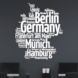 German Map Wall Decals,german City Names Wall Decals, German City ...