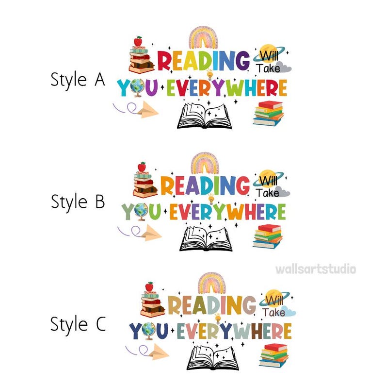 Reading Will Take You Everywhere Wall Stickers Inspirational Quote ...