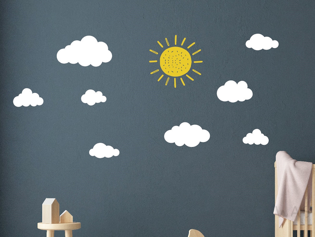 Sun and Clouds Kids Wall Stickers Wall Decals Window Stickers Peel and ...