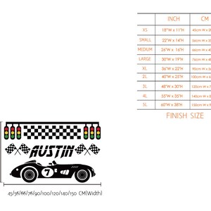 Race Car Wall Decal With Personalized Name, Boys Room Racing Car Wall ...
