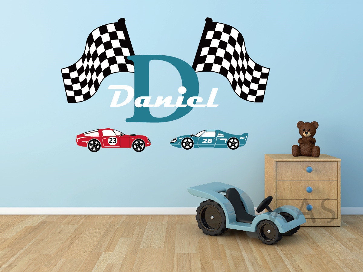 Custom Racing Name Wall Decal for Boysspeedy Race Flag Wall | Etsy