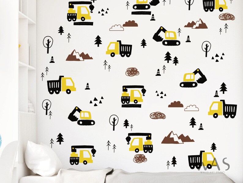 Construction Wall Stickertransportation Truck Digger | Etsy