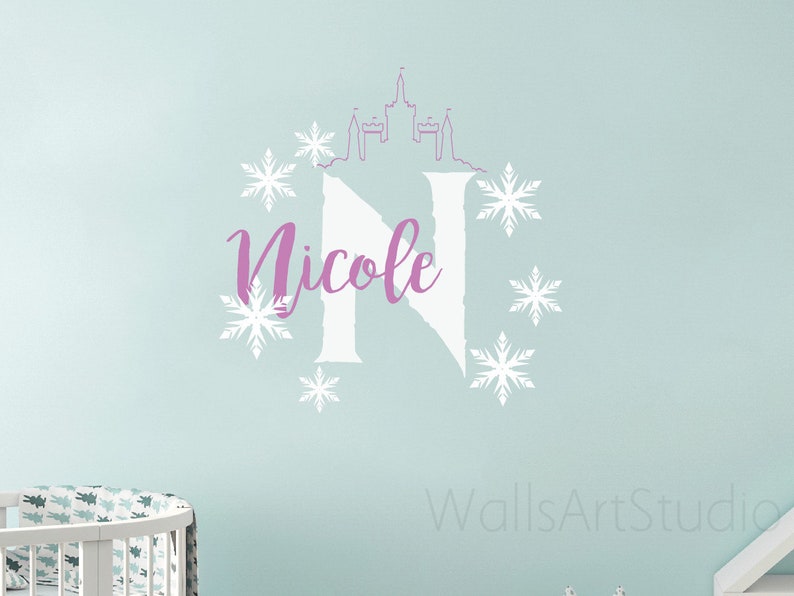 Snowflakes Decals Name With Frozen Style Wall Decal Let It - Etsy