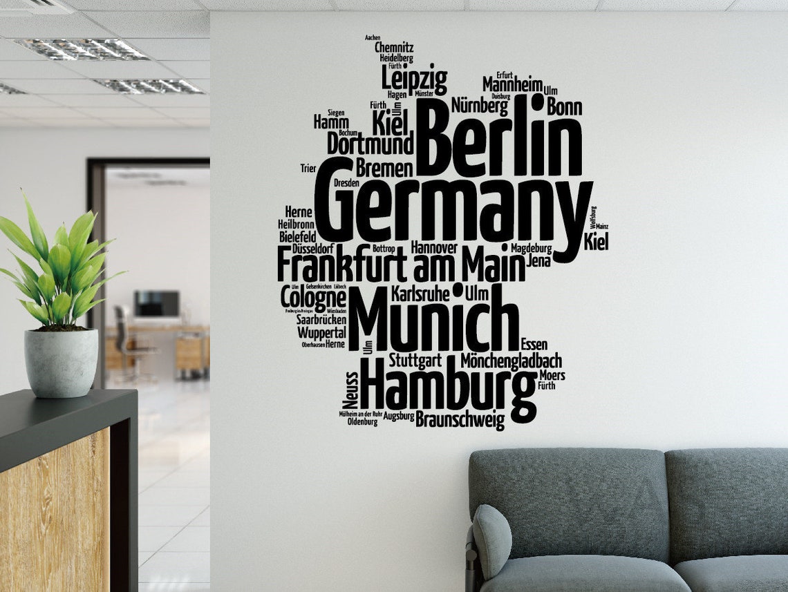 German Map Wall Decalsgerman City Names Wall Decals German | Etsy
