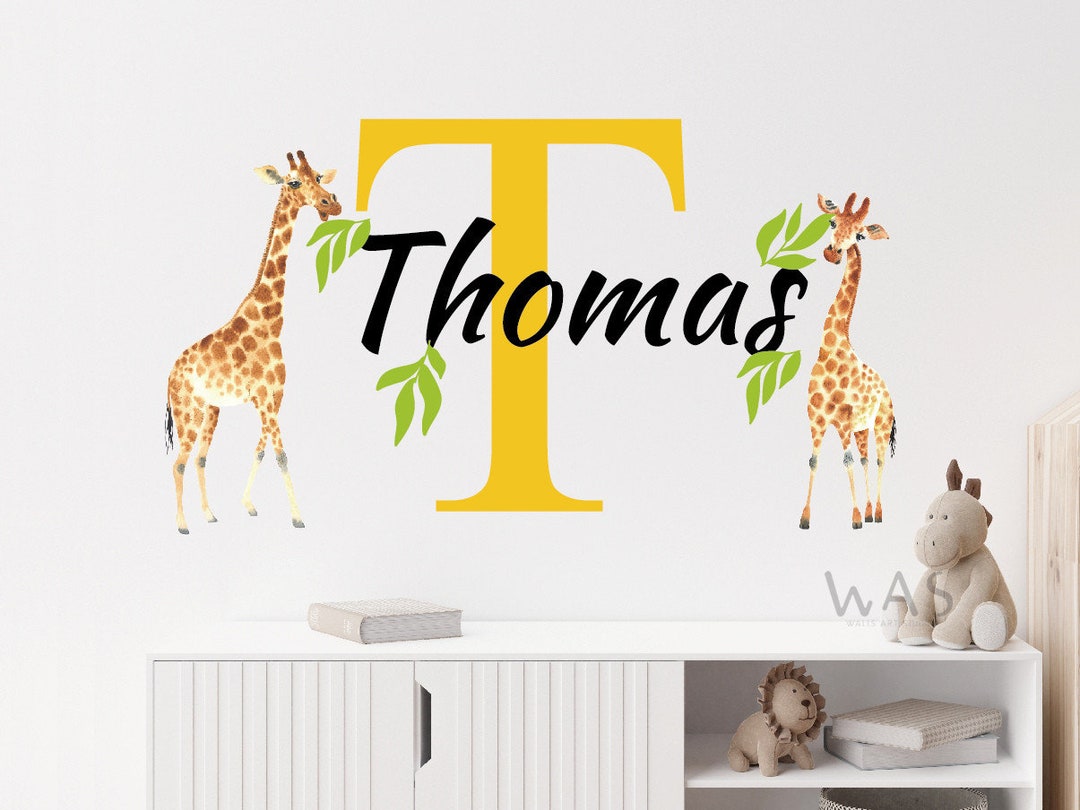 Giraffe Custom Name Wall Decal - Personalized Giraffe Wall Art Sticker ...