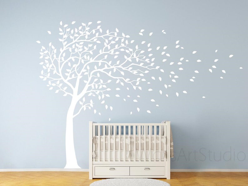 White Tree Wall Decal Large Tree Wall Decal Girls Room Etsy