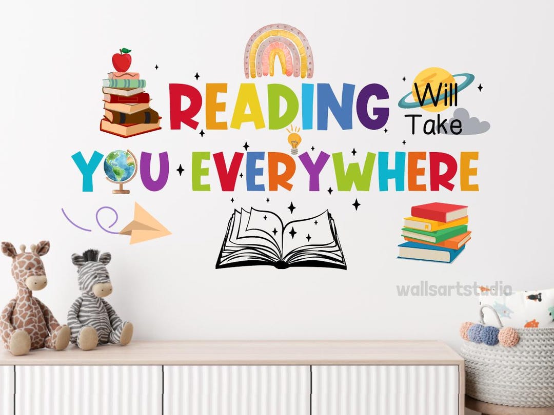 Reading Will Take You Everywhere Wall Stickers Inspirational Quote ...