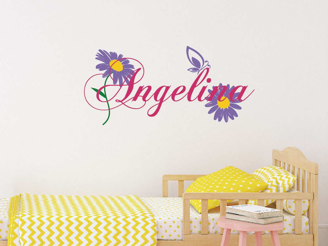 Daisy Flowers Name Wall Decals Personalized Name Daisy - Etsy