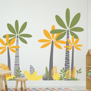 Tropical Tree Leaves Nursery Tree Wall Stickers for Kids Room Wall ...