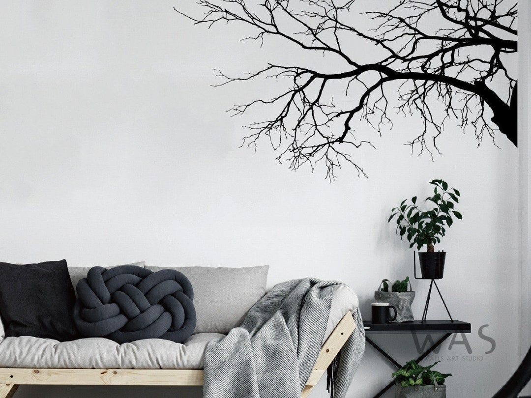 Tree Top Branches Wall Decal Vinyl Sticker Black Tree Wall Decal Black ...