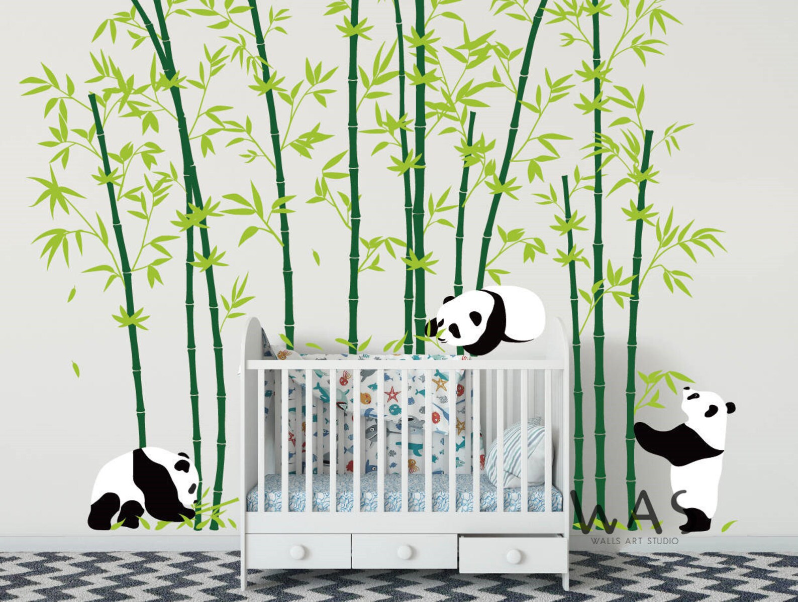 Panda Tree Wall Decals Panda Wall Decals and Bamboo - Etsy