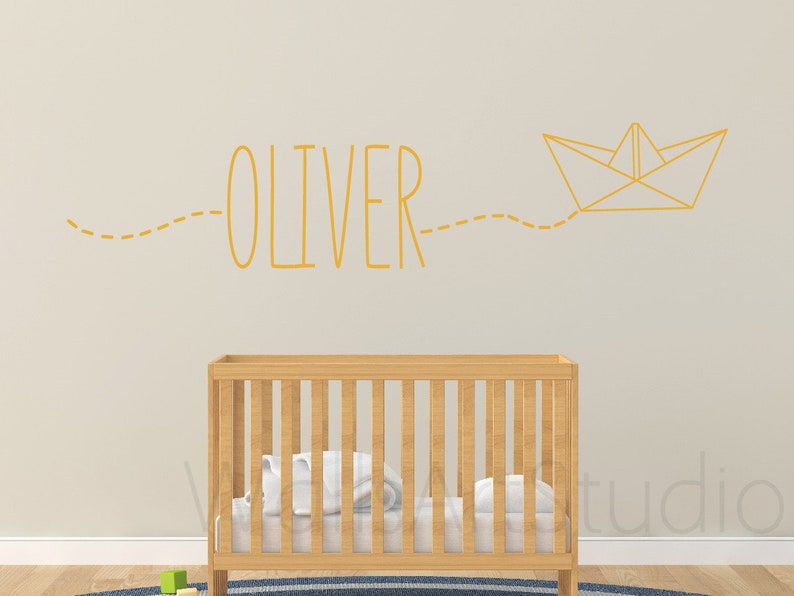 Paper Boat Wall Sticker With Personalized Name Decal Boat - Etsy