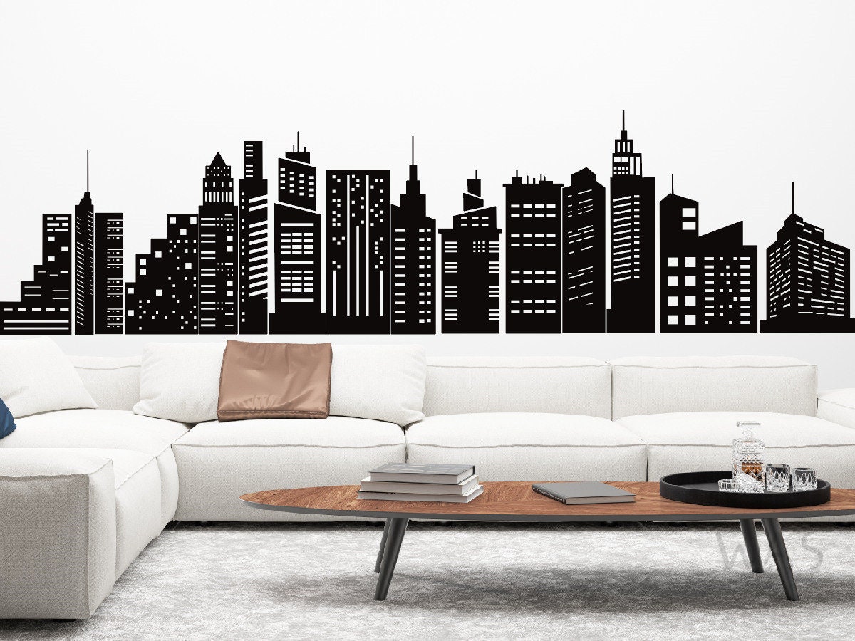 City Skyline Wall Decallarge City Decalcity Vinyl Wall - Etsy