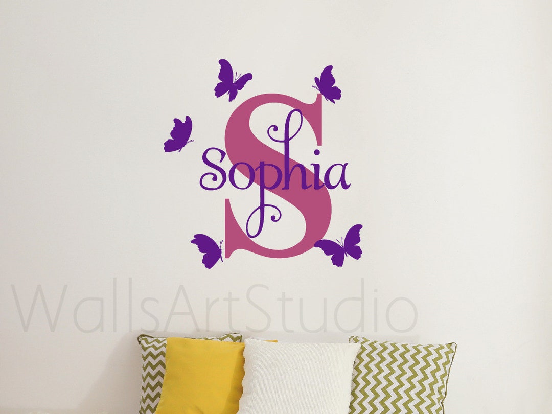 Butterfly With Name Wall Decal, Personalized Name Wall Sticker ...