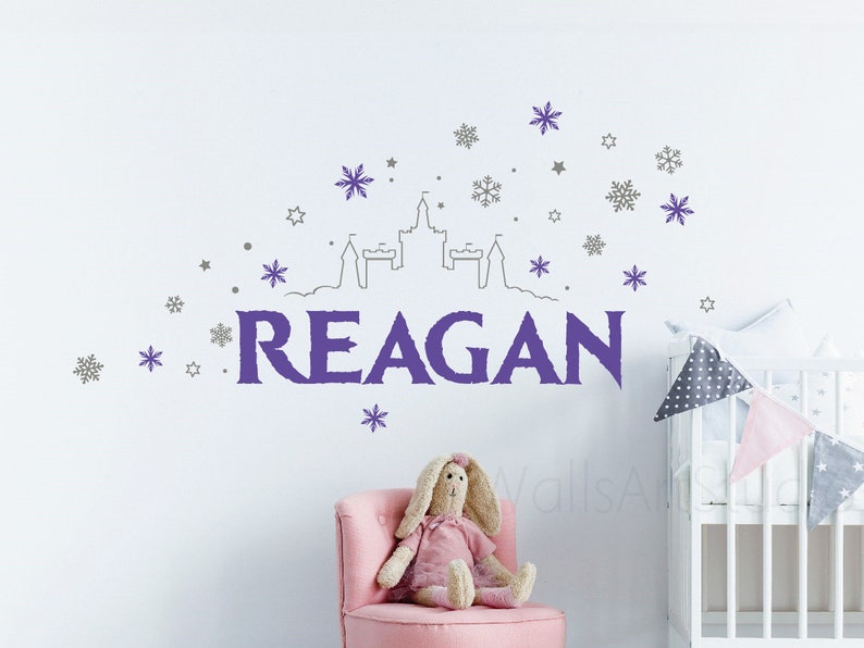 Frozen Snowflakes Decals Name With Forzen Style Wall Decal | Etsy