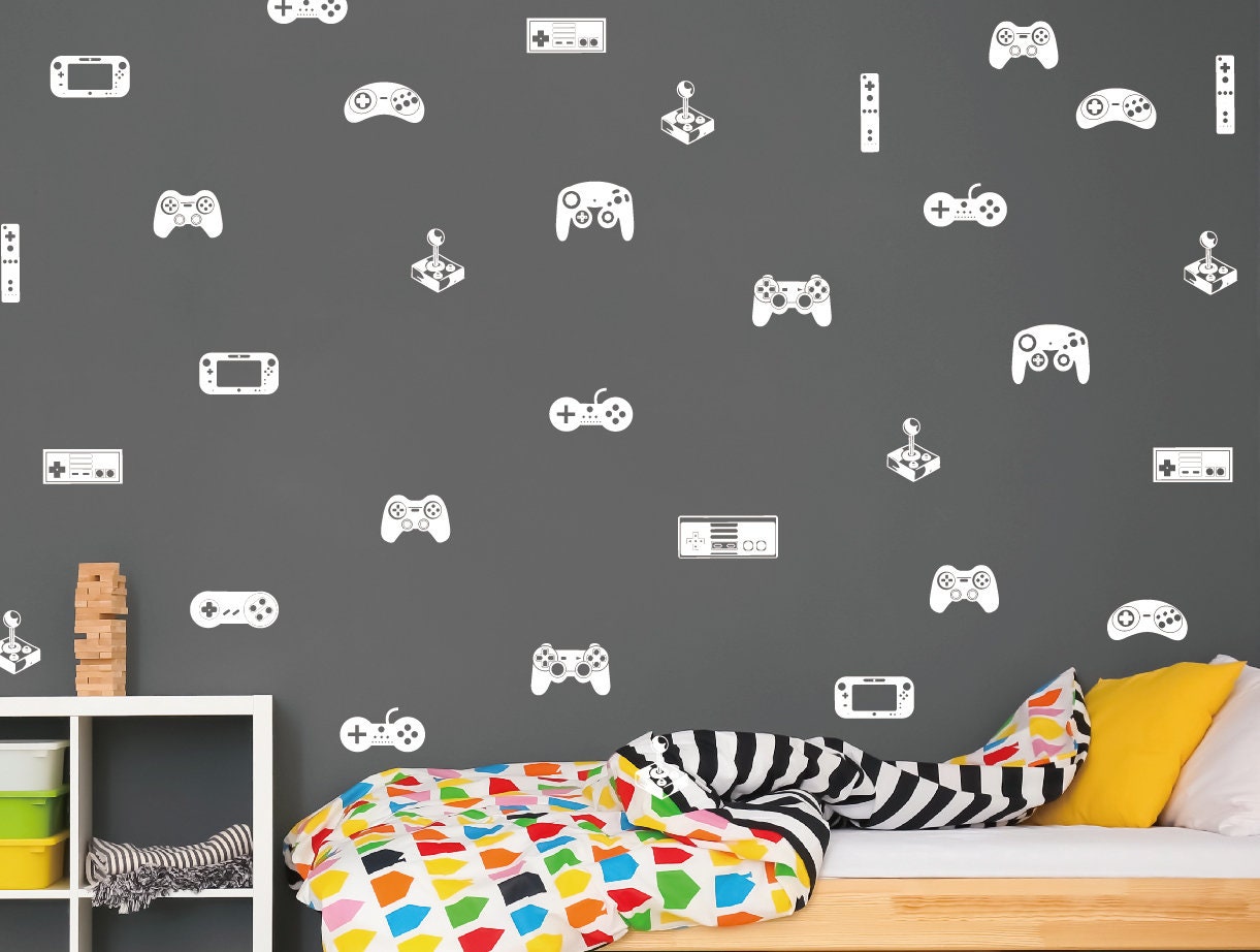 50pcs Game Controller Wall Decals- Kids Room Game Art Wall Decals, Game ...