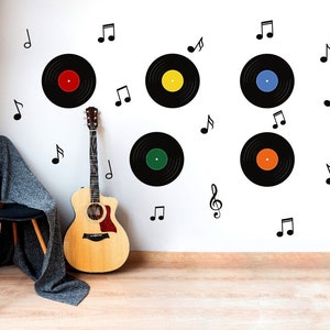 Music Record Disk Wall Decals, Vinyl Music Party Records for Retro ...