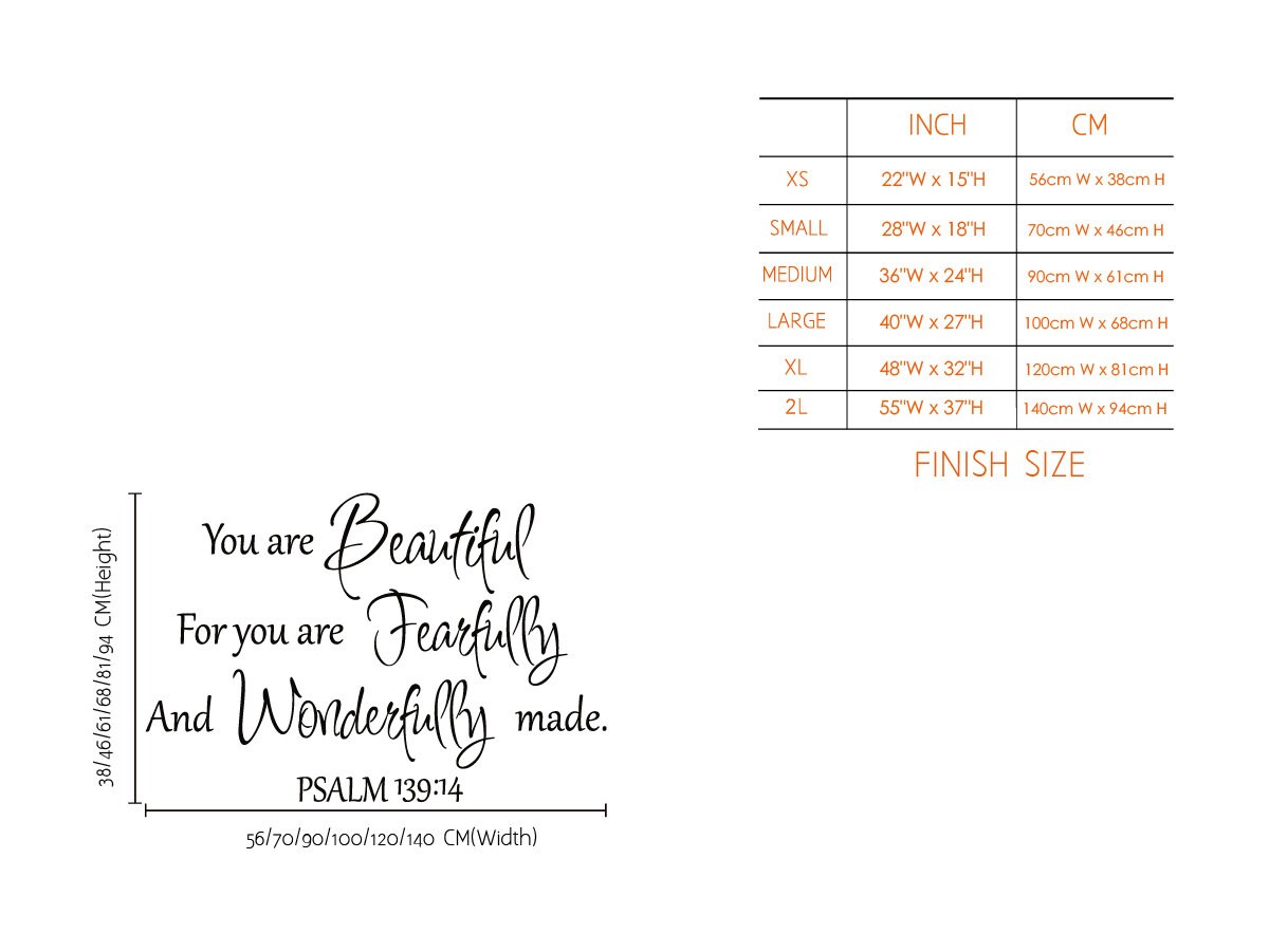 You Are Beautiful Bible Verse Scripture Wall Decal You Are - Etsy