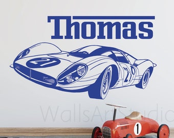 Boy's Room Racing Car Decal vinyl Wall Decor for Boys | Etsy