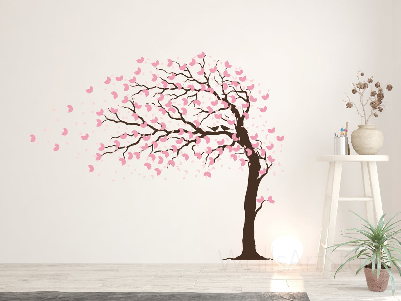 Blowing Tree Wall Decal Large Tree Wall Decal Girls Room | Etsy