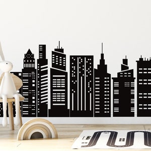 City Skyline Wall Decal,large City Decal,city Vinyl Wall Sticker ...