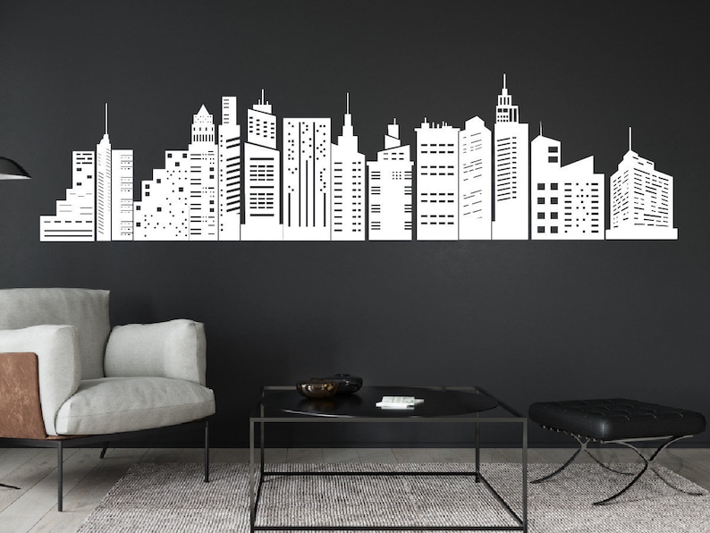 City Skyline Wall Decallarge City Decalcity Vinyl Wall - Etsy