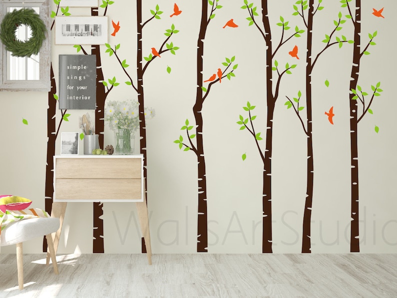 Large Birch Tree Decal Birch Tree Wall Decor Peel Stick | Etsy