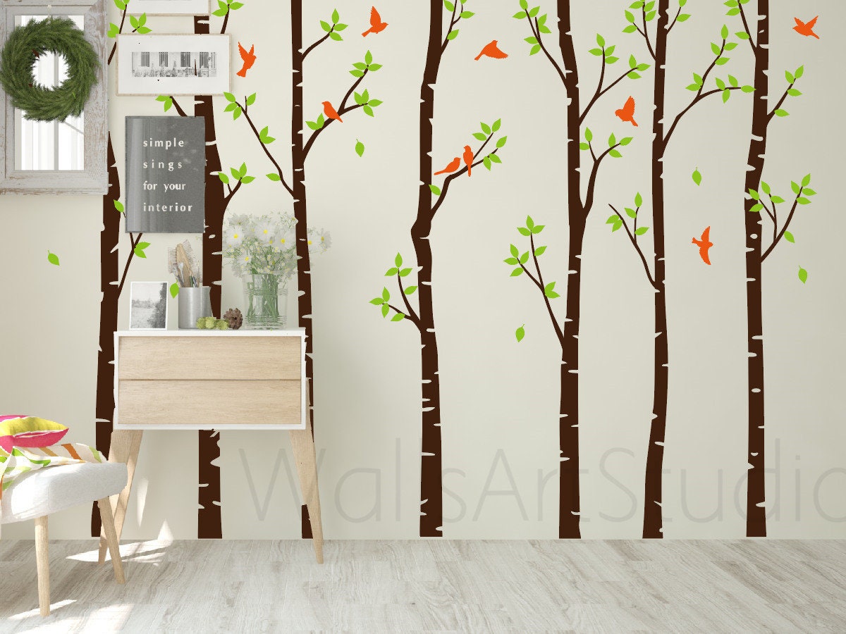 Large Birch Tree Decal Birch Tree Wall Decor Peel Stick | Etsy