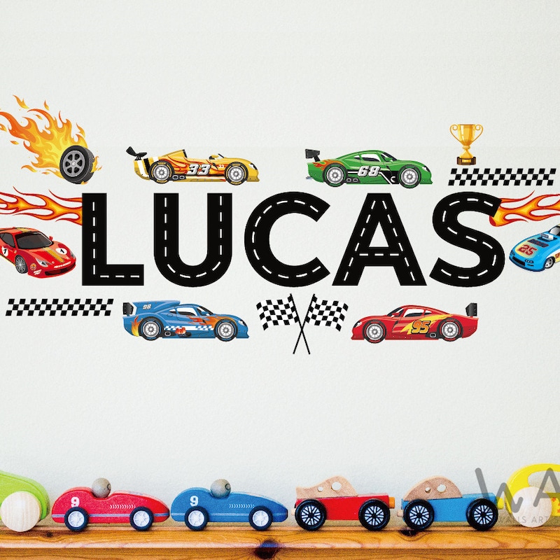 Cars Themed Name Sticker - Etsy