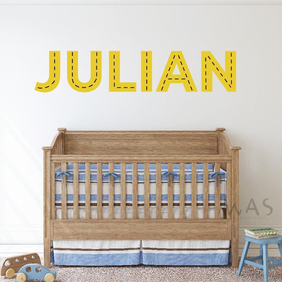 Personalized Road Style Name Wall Decals, Construction Road Name Wall ...