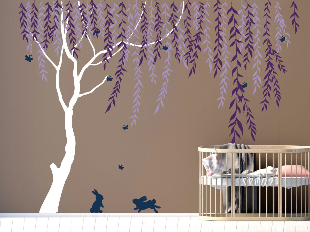 Willow Tree Wall Decal Nursery Wall Decals Leave Sticker Kids - Etsy