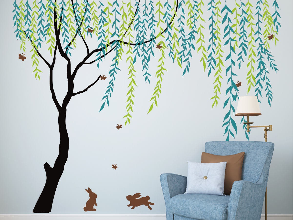 Willow Tree Wall Decal Nursery Wall Decals Leave Sticker Kids - Etsy