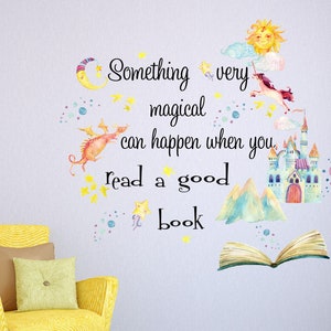 Fairytale Theme Reading Book Wall Sticker Something Very Magical Can ...