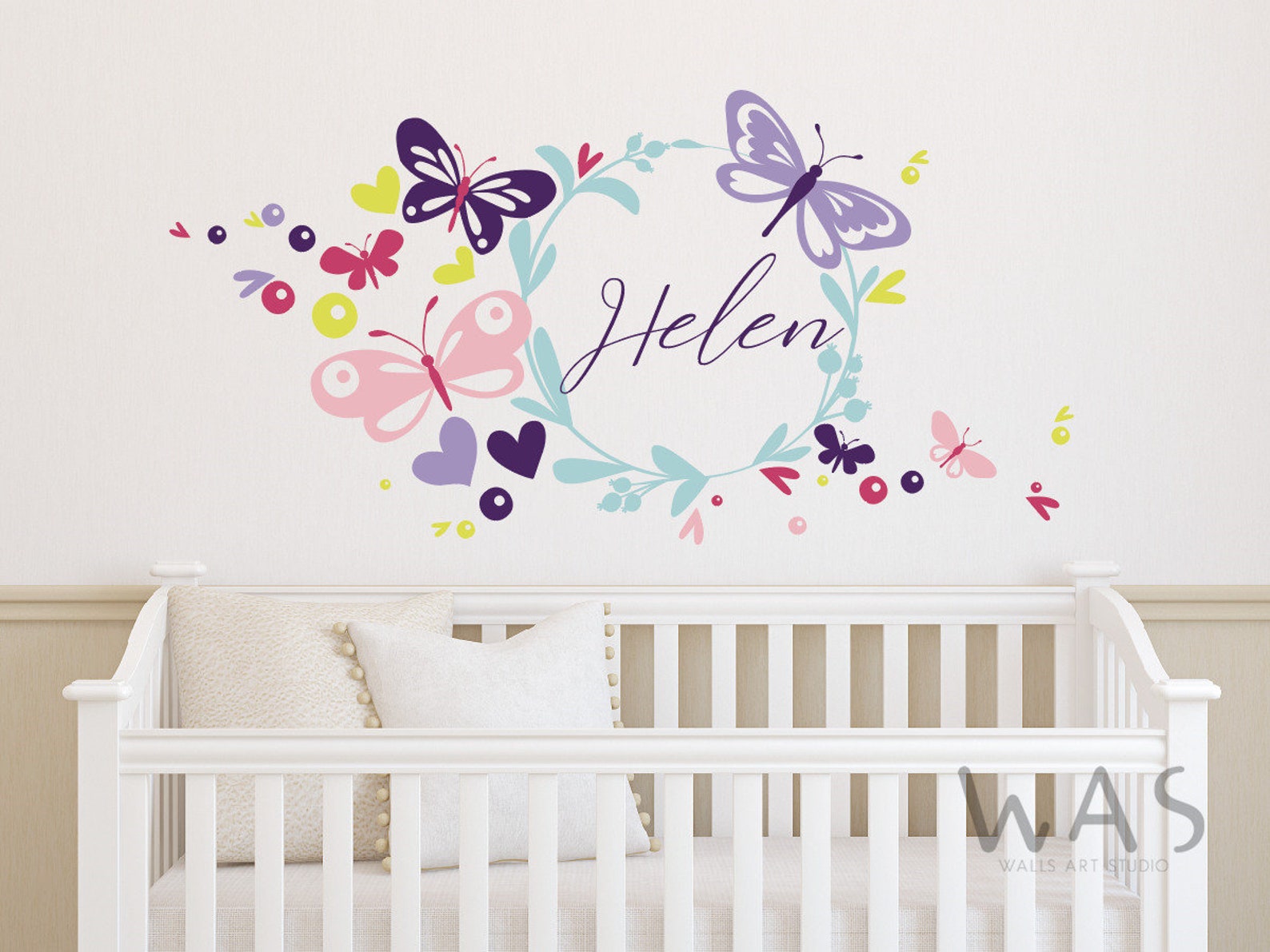 Girl's Name Wall Decor custom Name Decals With Flower & | Etsy
