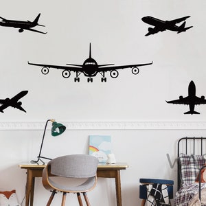 5 Airplanes Wall Decals, Airplane Wall Stickers for Boys Room Wall ...