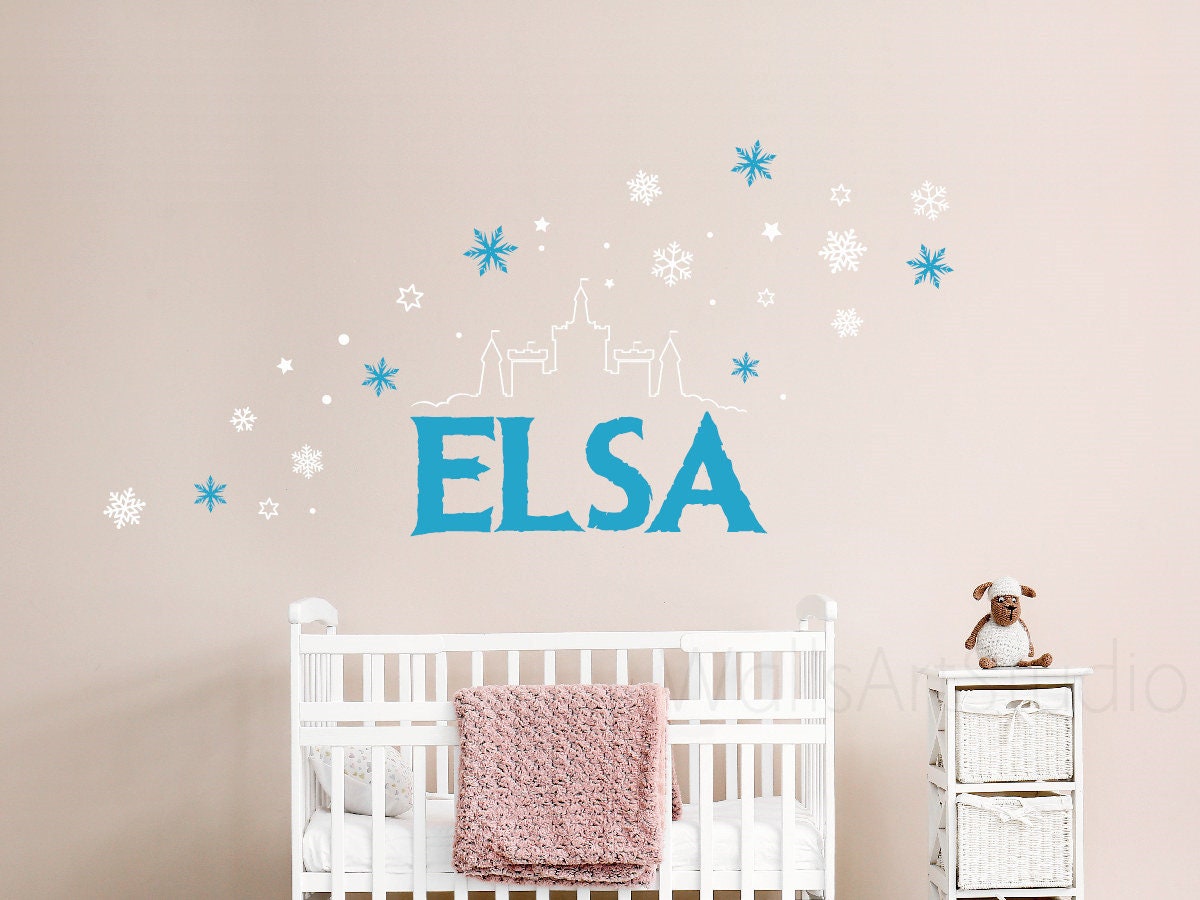 Frozen Snowflakes Decals Name With Forzen Style Wall Decal | Etsy