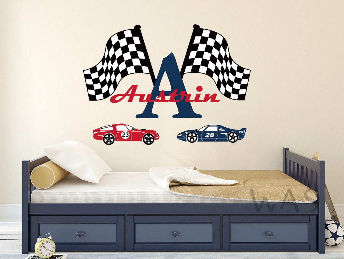 Custom Racing Name Wall Decal for Boysspeedy Race Flag Wall | Etsy