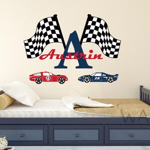 Custom Racing Name Wall Decal for Boys,speedy Race Flag Wall Sticker ...