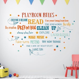 Playroom Rules,dream Big Be Creative Read Sayings Wall Decals Stickers ...