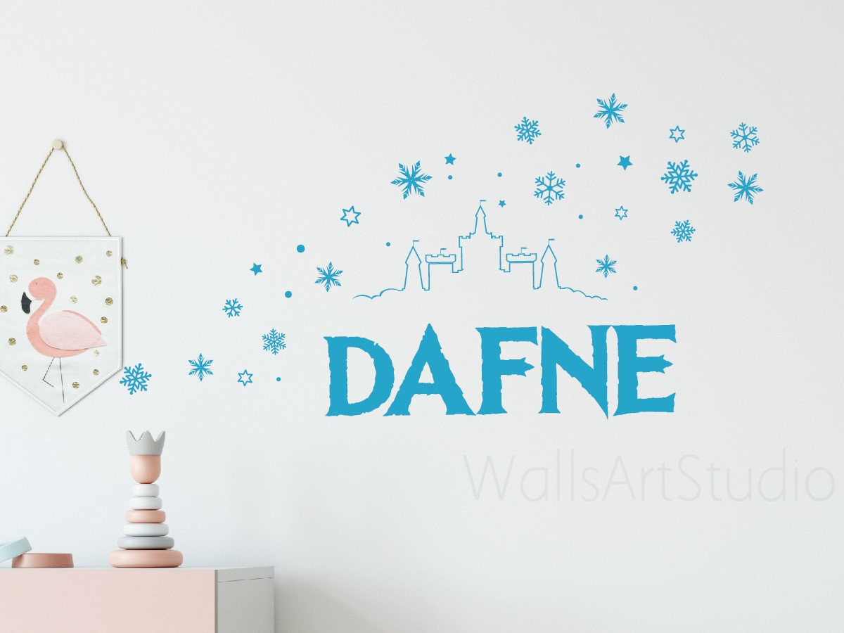 Frozen Snowflakes Decals Name With Forzen Style Wall Decal | Etsy