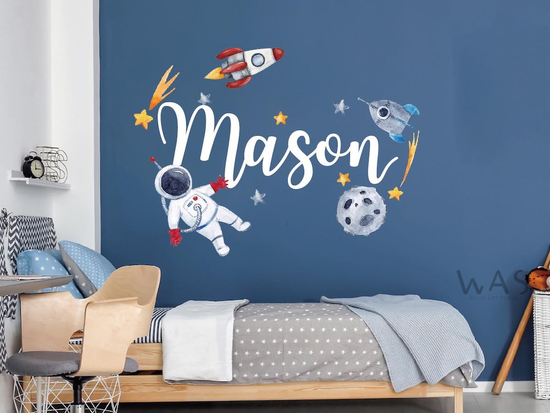 Custom Name Astronaut Wall Decal, Nursery Bedroom Decor - Etsy
